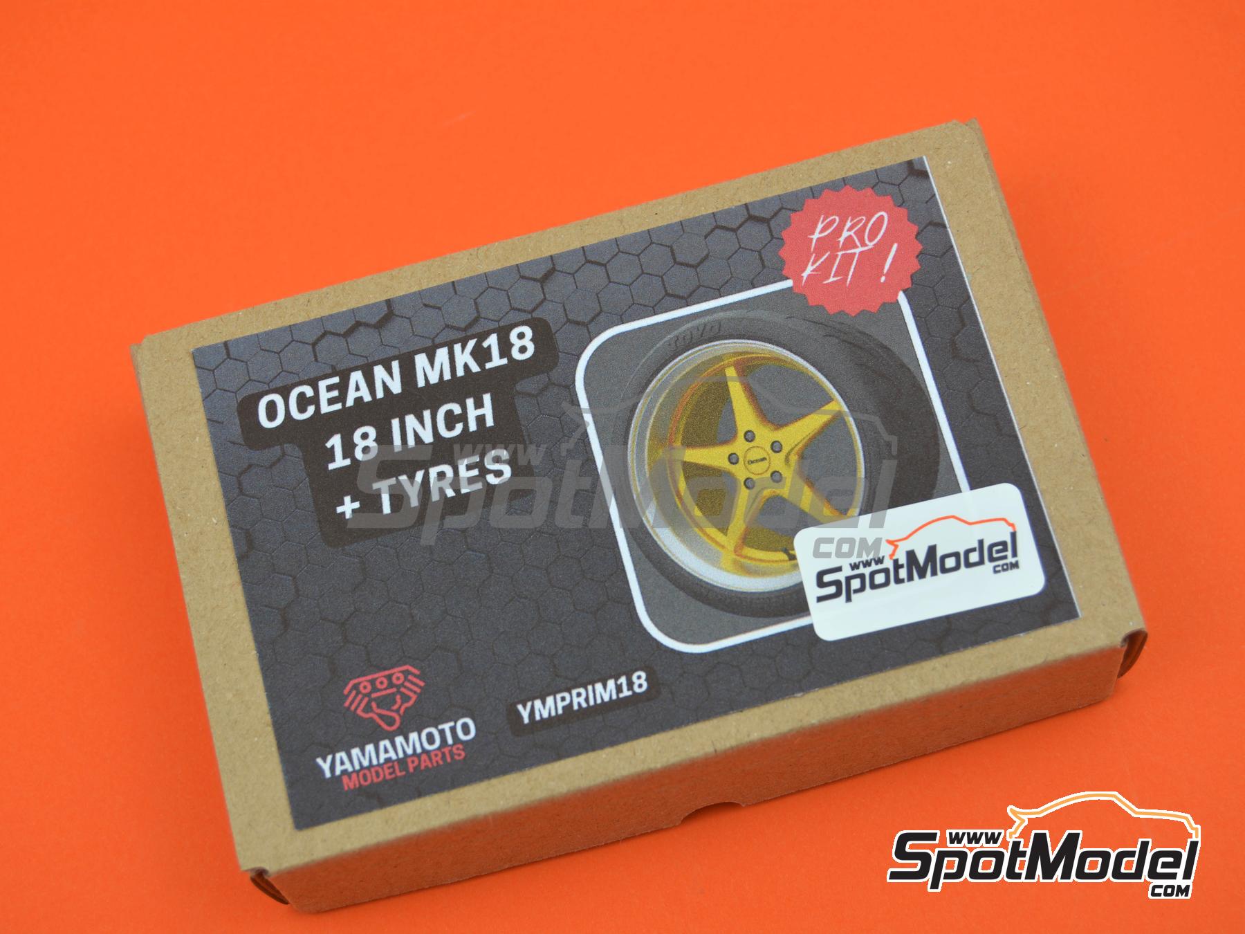 Yamamoto Model Parts YMPRIM18: Rims and tyres set 1/24 scale - Ocean MK18 18 inches - 4 units ...